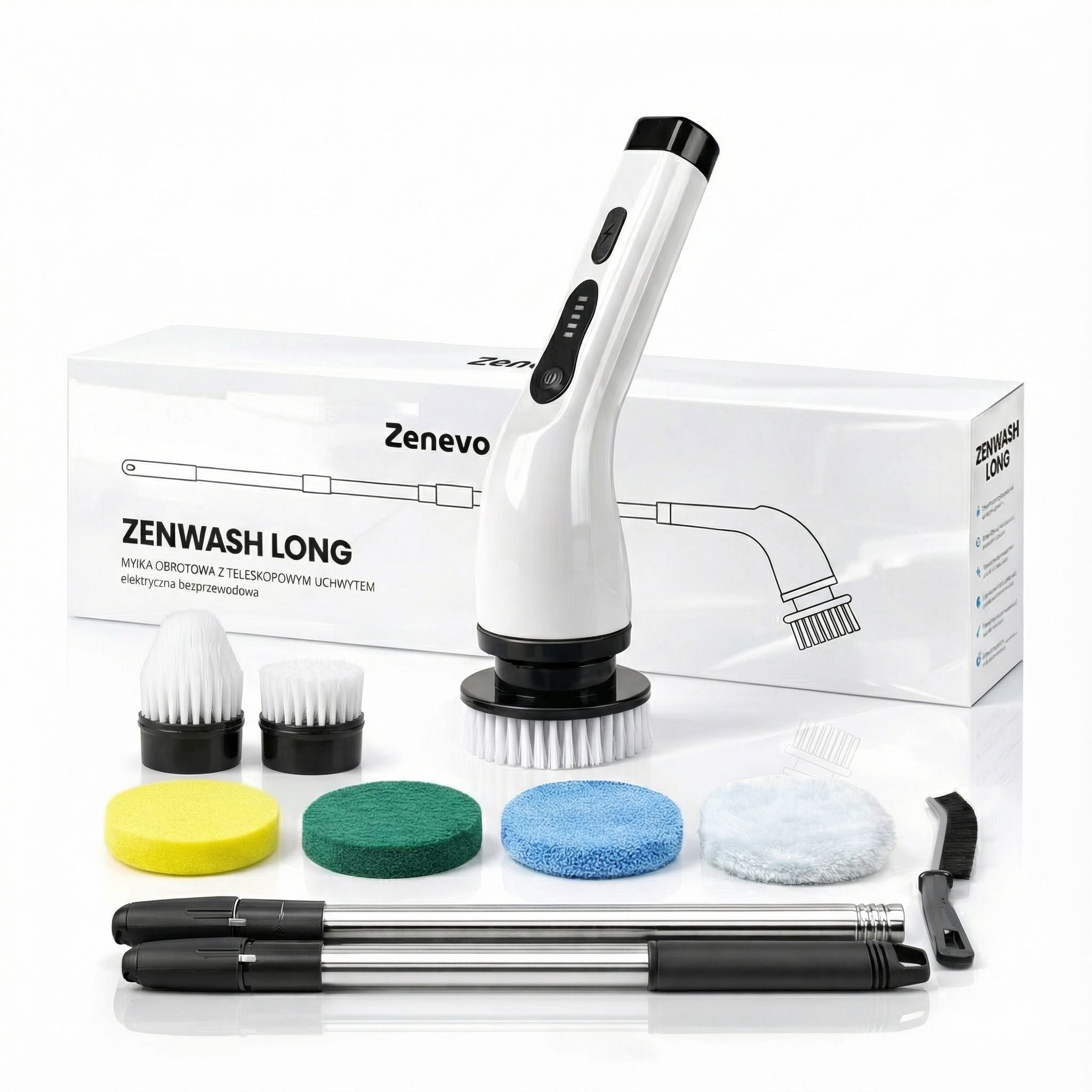 Elektryczna szczotka obrotowa ZenWash Long – teleskop 140 cm – Zenevo